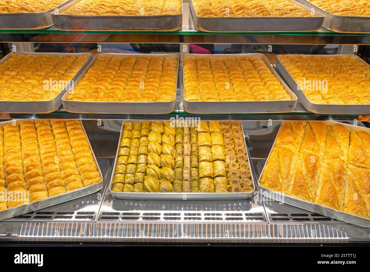 Baklava in Trays Stock Photo - Alamy
