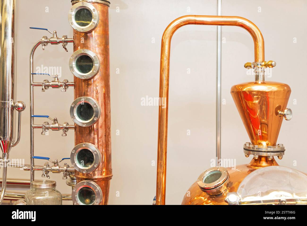 Copper Still Pipes Distillery Equipment Micro Brewery Stock Photo - Alamy