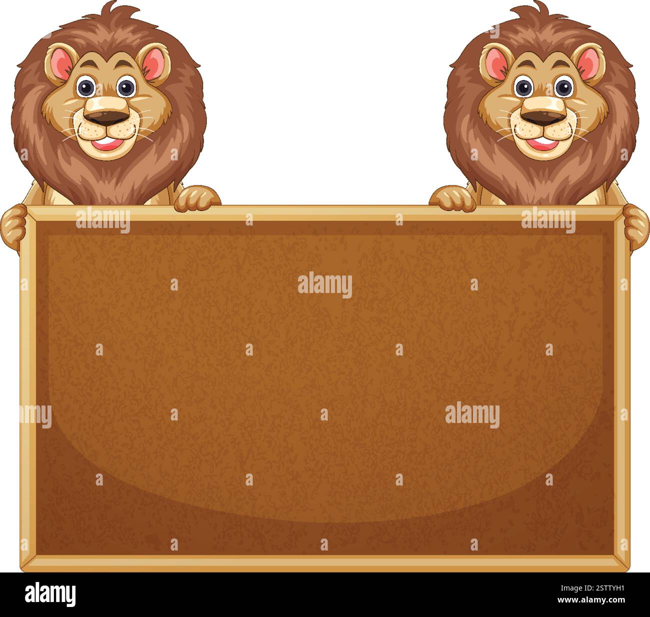 Two cartoon lions with a wooden sign Stock Vector Image & Art - Alamy