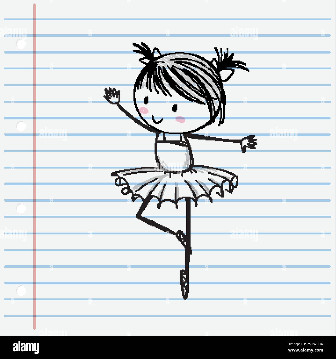 A cute ballerina dancing on lined paper Stock Vector Image & Art - Alamy