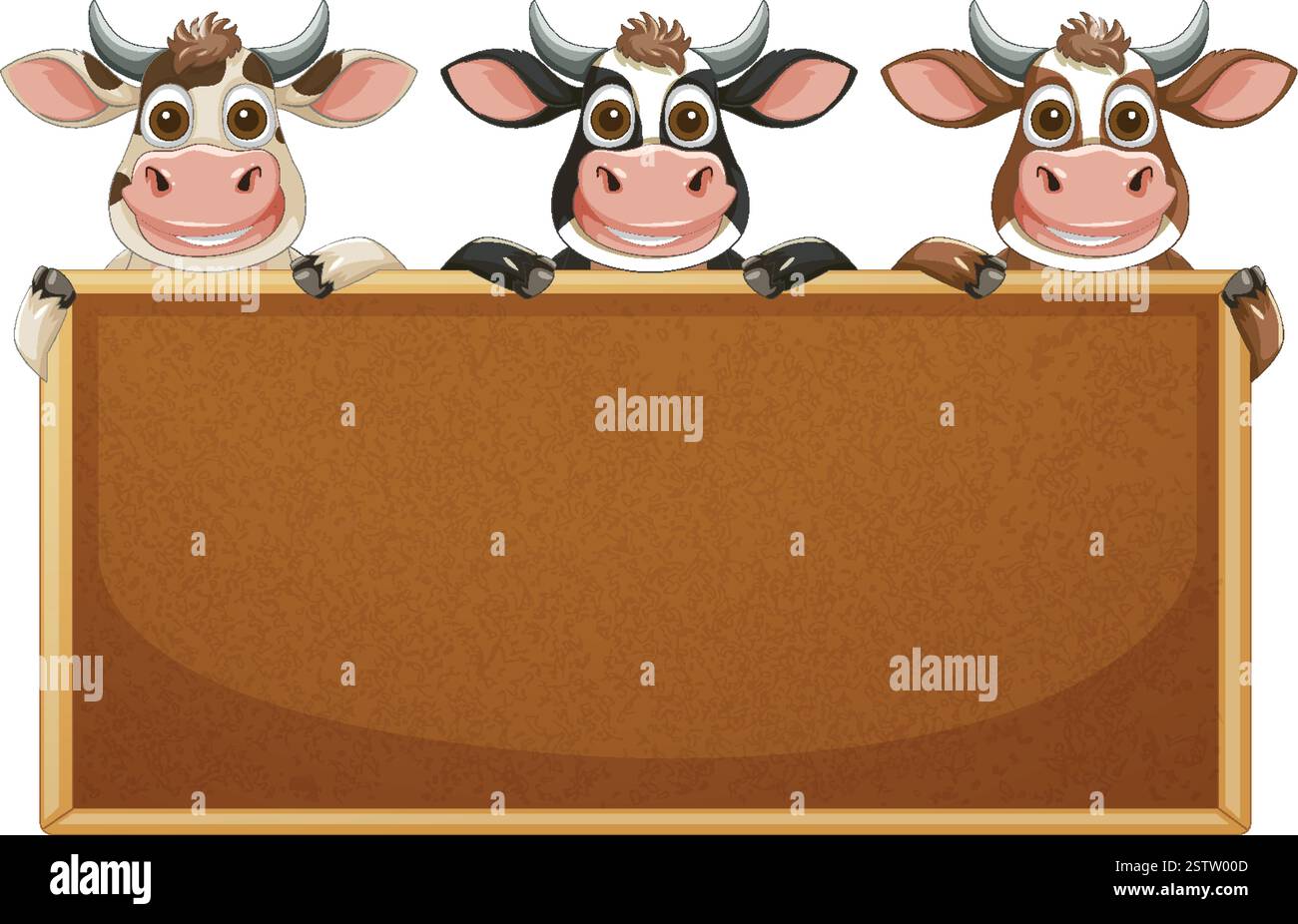 Three cartoon cows with a wooden sign Stock Vector Image & Art - Alamy