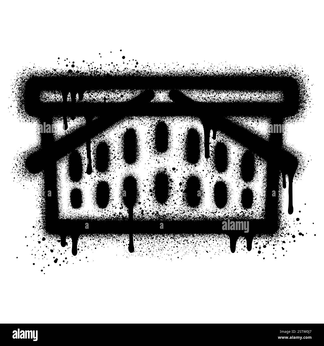 Basket case icon graffiti with black spray paint. vector illustration ...