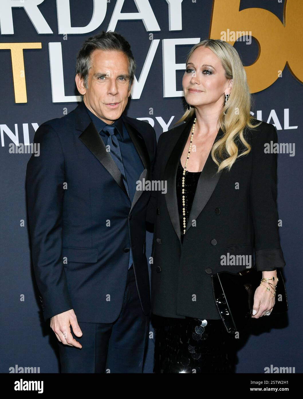 Ben Stiller, left, and Christine Taylor attend the SNL50: The ...
