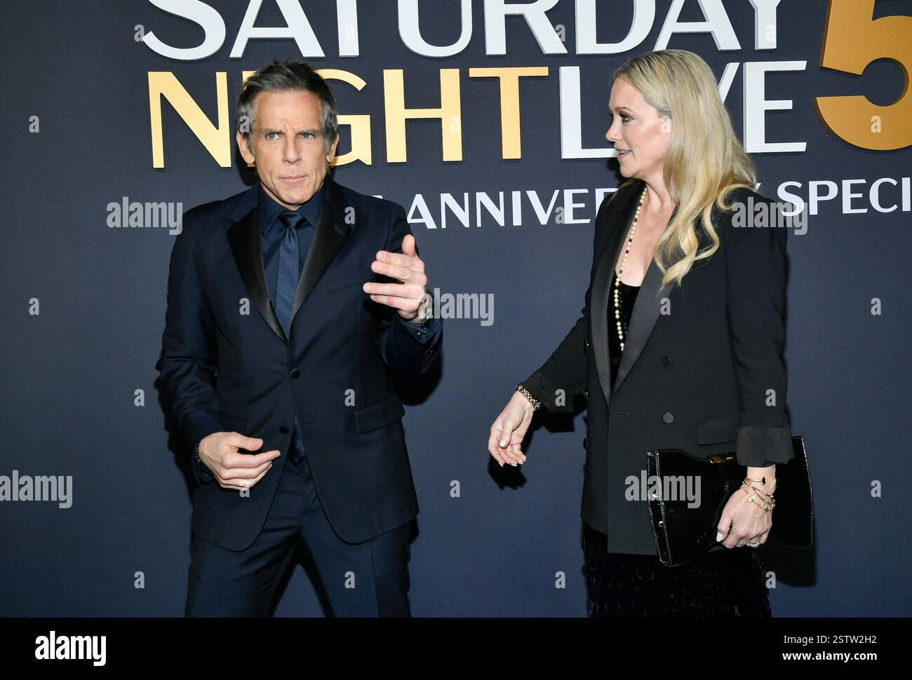 Ben Stiller, left, and Christine Taylor attend the SNL50: The ...