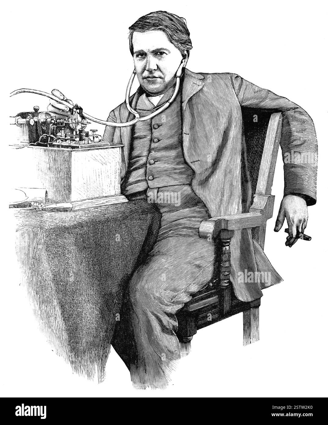 Portrait of Thomas Alva Edison - an American inventor and businessman ...