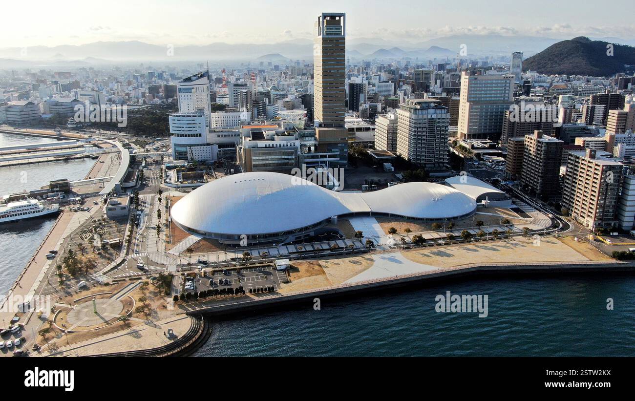 An aerial photo shows Anabuki Arena Kagawa, will open on February 24 in ...