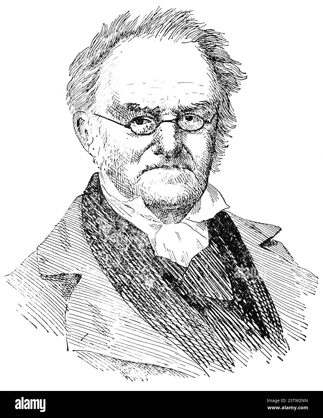 Portrait of Carl Ritter - a German geographer. Illustration of the 19th ...