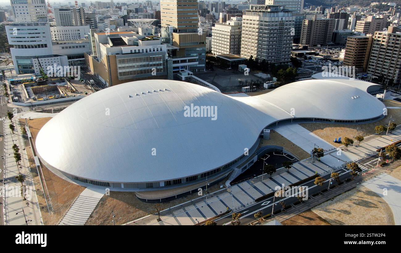 An aerial photo shows Anabuki Arena Kagawa, will open on February 24 in ...