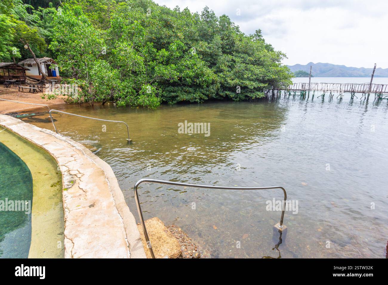 View of Maquinit Hot Spring pool in Coron, Philippines, a rare ...