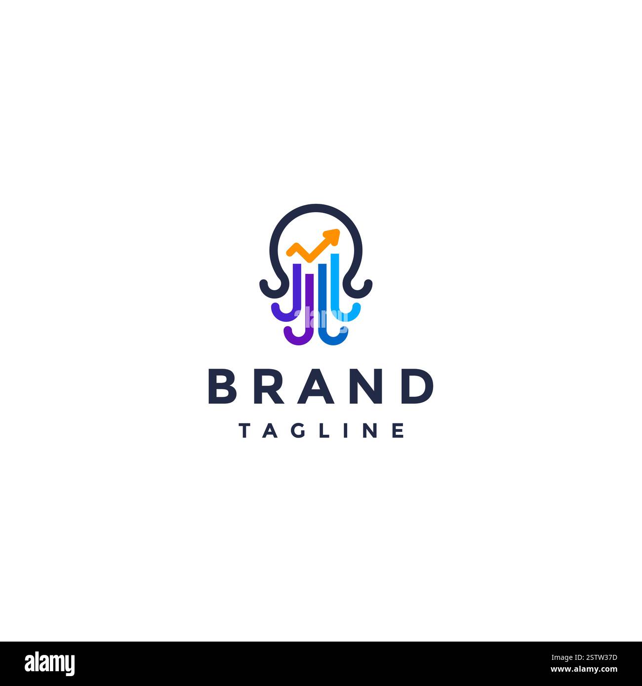 Simple Profit Chart Octopus Logo Design. Octopus With Profit Bar Line ...