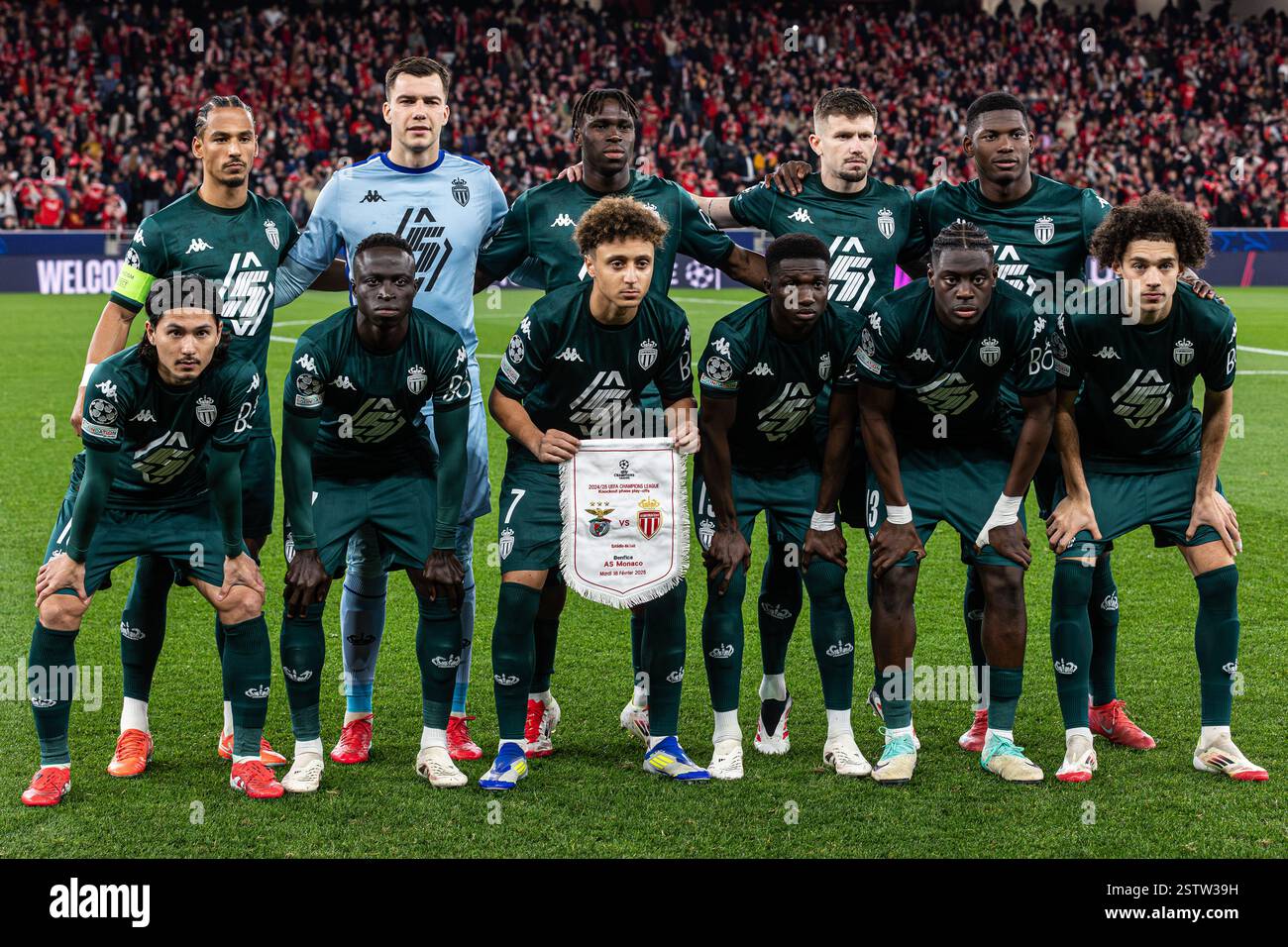 Lisbon, Portugal. 18th Feb, 2025. AS Monaco team photo during the UEFA ...