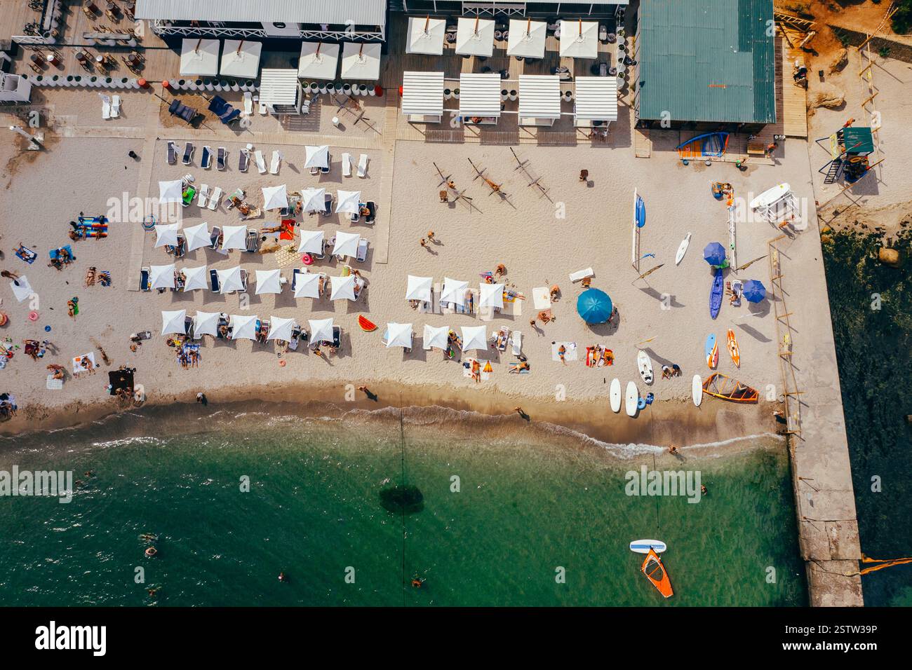 Aerial View of Crowd of People on the Beach Stock Photo - Alamy