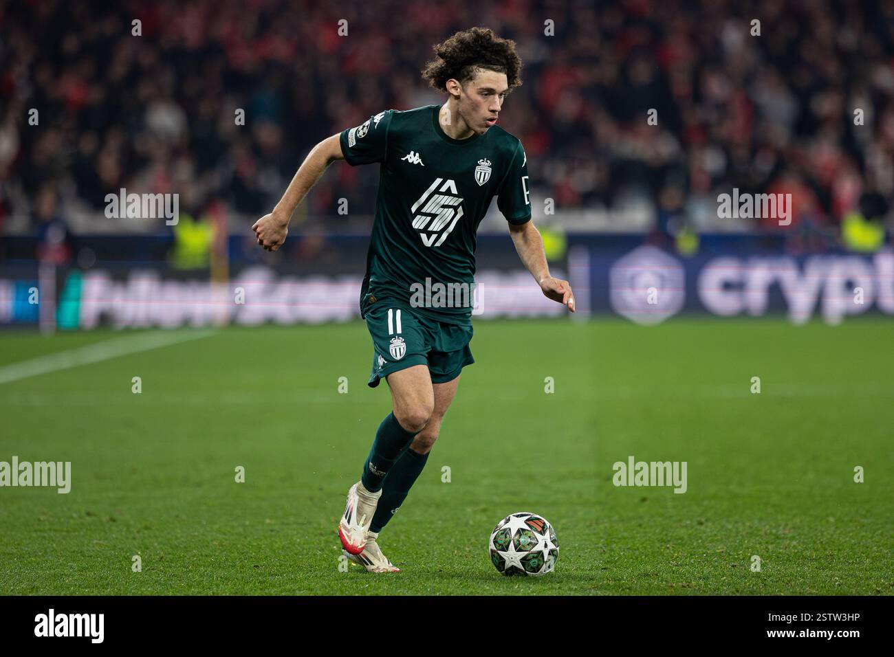 Lisbon, Portugal. 18th Feb, 2025. Maghnes Akliouche of AS Monaco seen ...