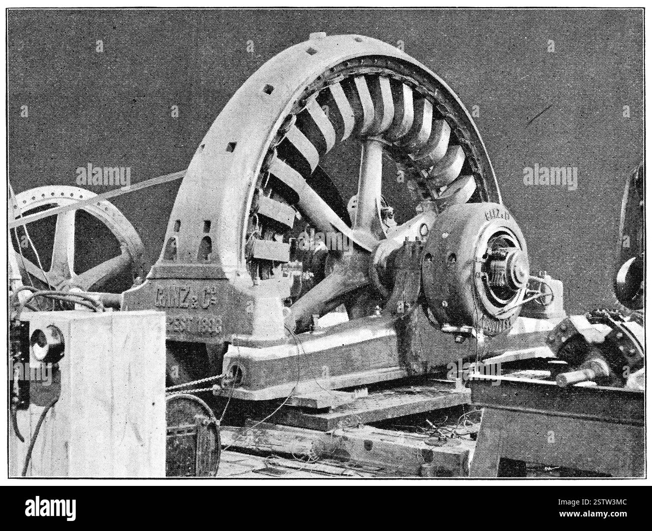 Three-phase electric machine. Illustration of the 19th century. Germany ...