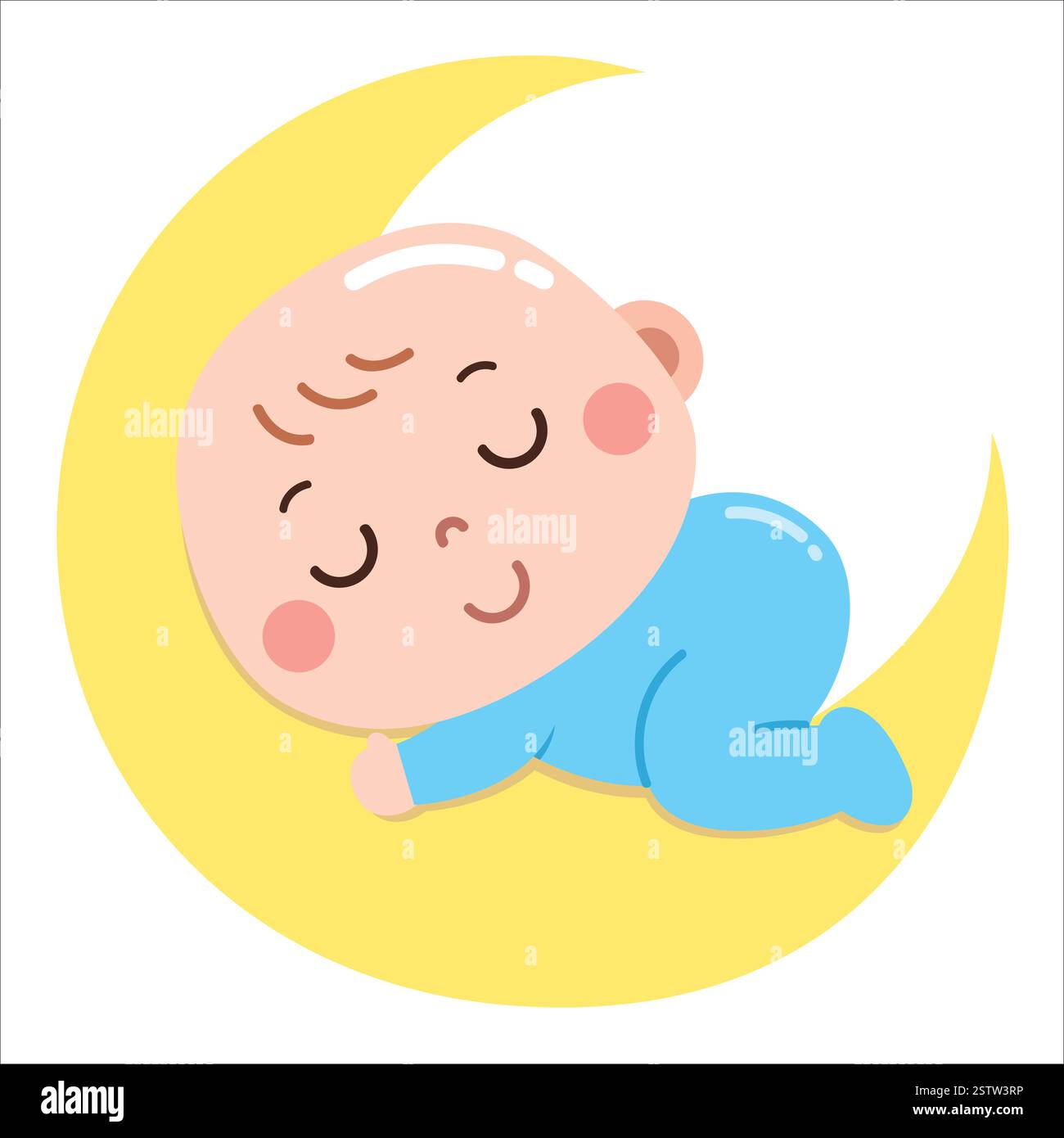 Sleeping Baby on Crescent Moon Cartoon Stock Vector Image & Art - Alamy