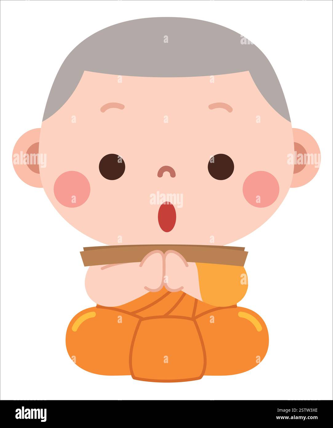 Cute Cartoon Novice Monk Chanting Stock Vector Image & Art - Alamy