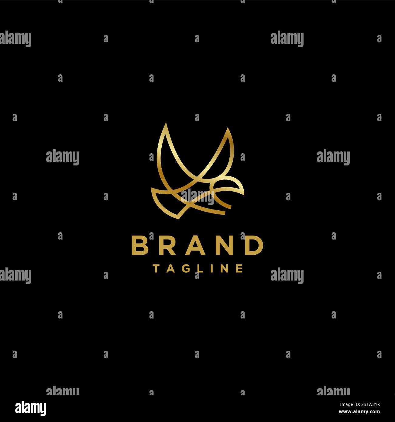 Simple Golden Eagle Line Logo Design. One Continuous Line Forms a ...