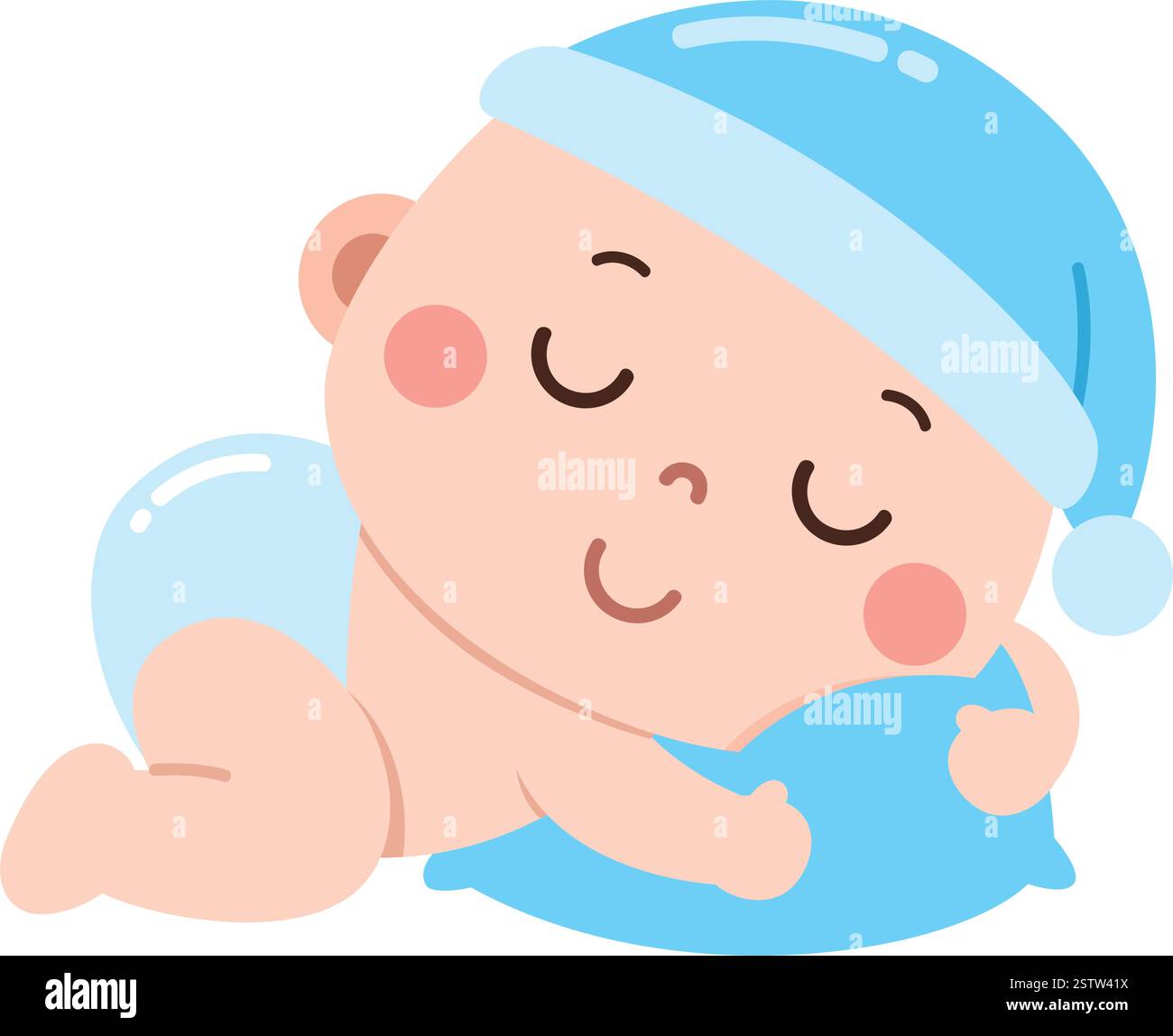 Sleeping Baby with Nightcap Cartoon Stock Vector Image & Art - Alamy