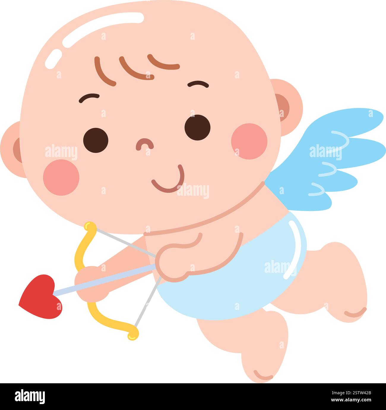 A sweet and charming cartoon illustration of a baby dressed as Cupid ...