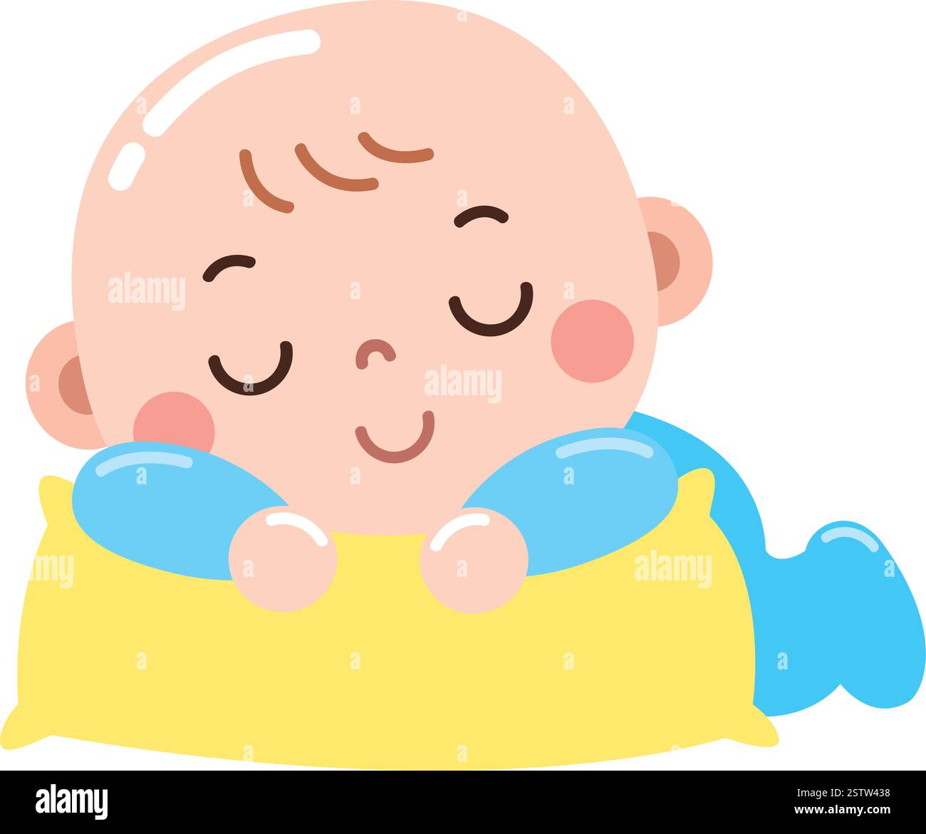 A sweet and calming cartoon illustration of a baby peacefully sleeping ...