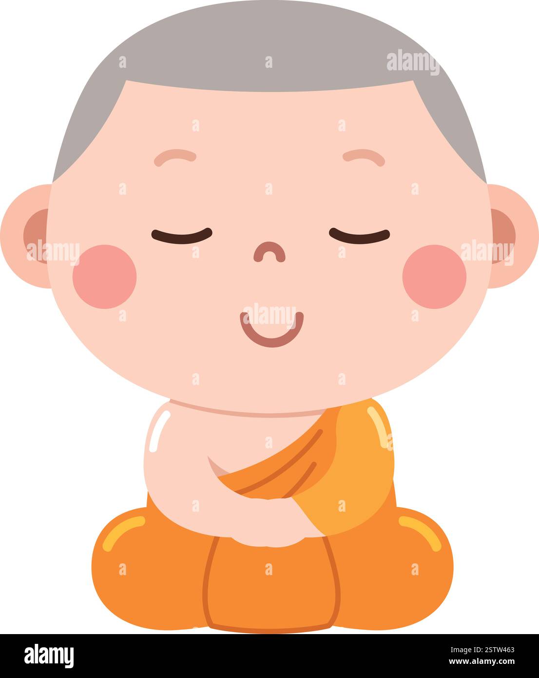 Cute Cartoon Novice Monk Meditating Stock Vector Image & Art - Alamy