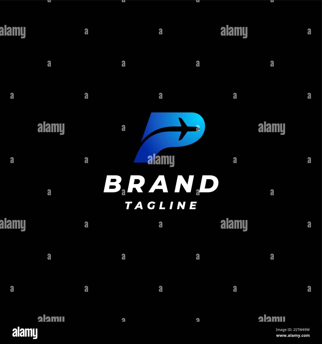 Airplane Flying Inside Letter P Logo Design. Initial Letter P With ...
