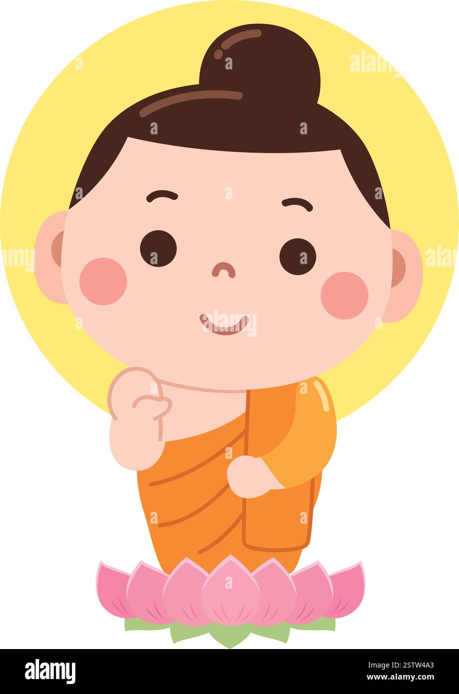 Cute Cartoon Buddha on Lotus Flower Stock Vector Image & Art - Alamy
