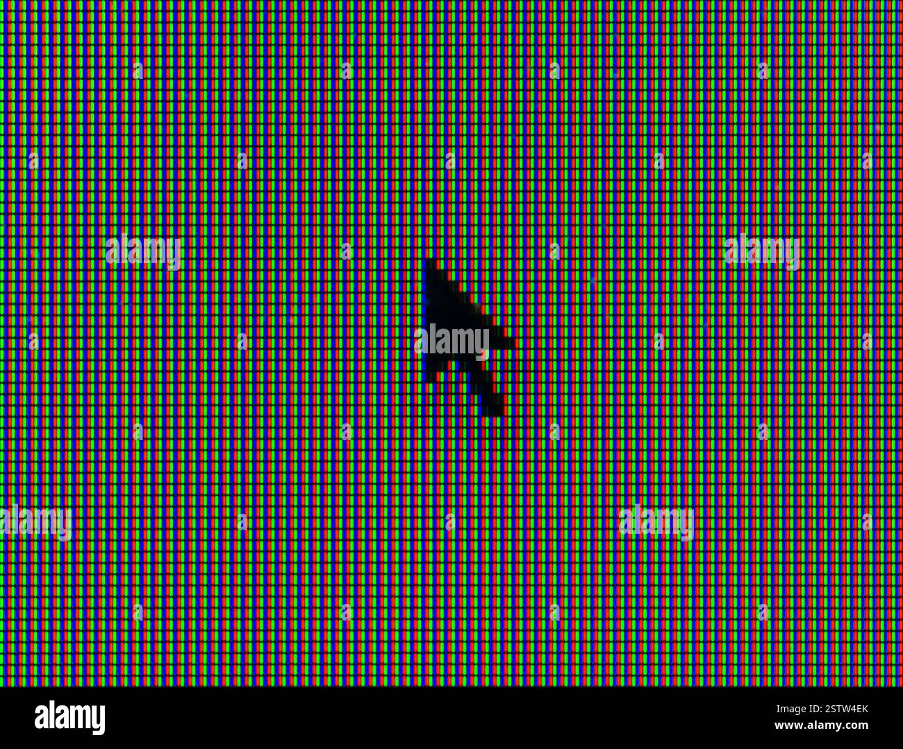 Macro shot of computer mouse pointer with RGB pixels visible Stock ...