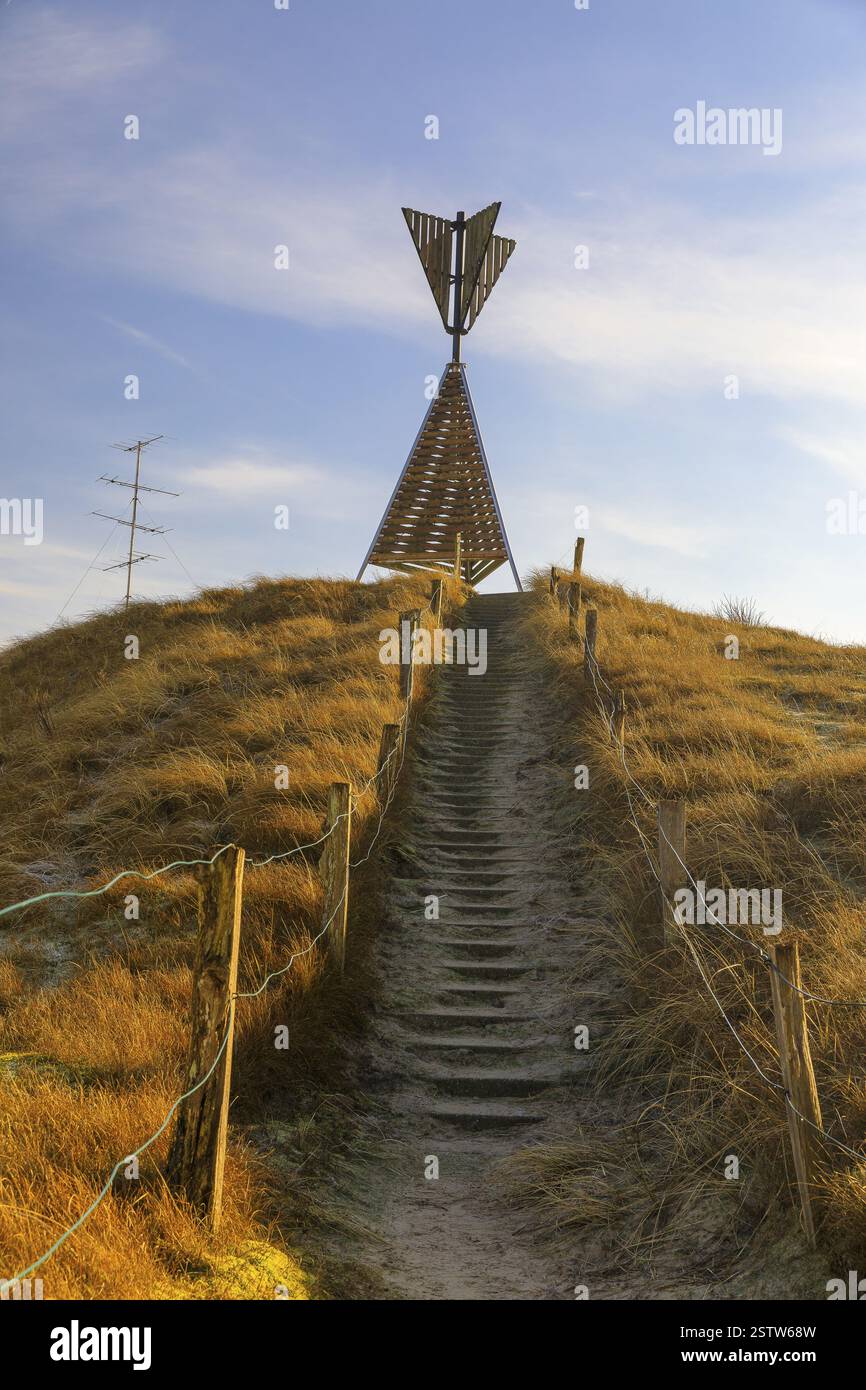 Steps to the post beacon, historic sounding beacon in the dune ...
