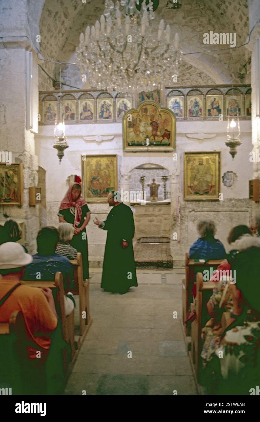 Priest, believers, Greek Catholic Church, mass, Sergius Monastery, Mar ...