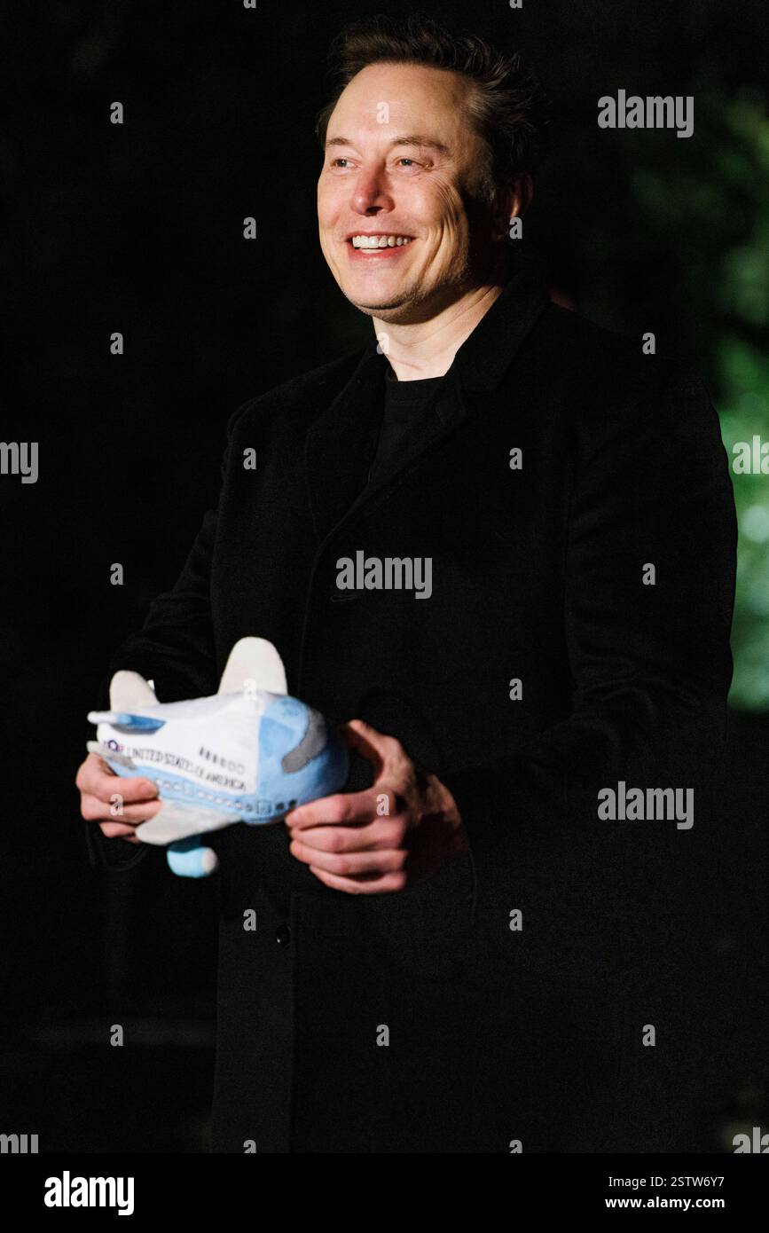 Washington, United States. 19th Feb, 2025. Elon Musk is seen with an ...