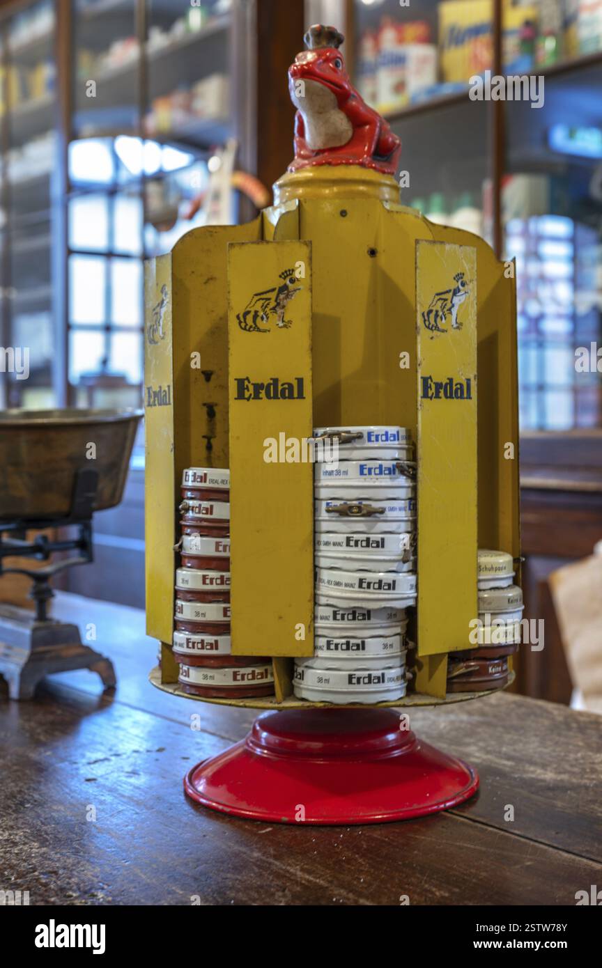 Erdal revolving stand for shoe polish in a former Thuringian drugstore ...