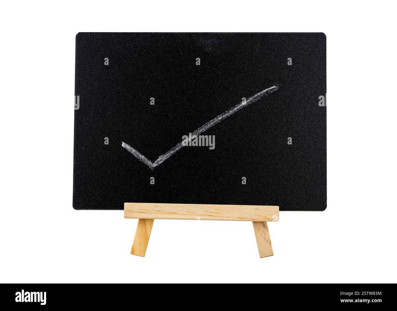 Checkmark on Blackboard: a checkmark, hand-drawn on a blank chalkboard ...