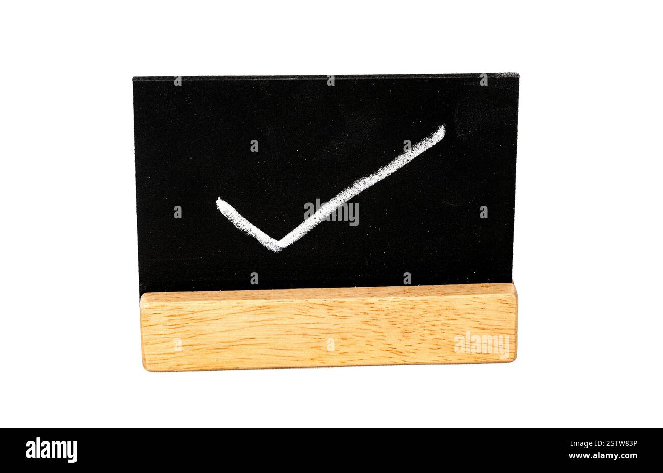 Checkmark on Blackboard: a checkmark, hand-drawn on a blank chalkboard ...