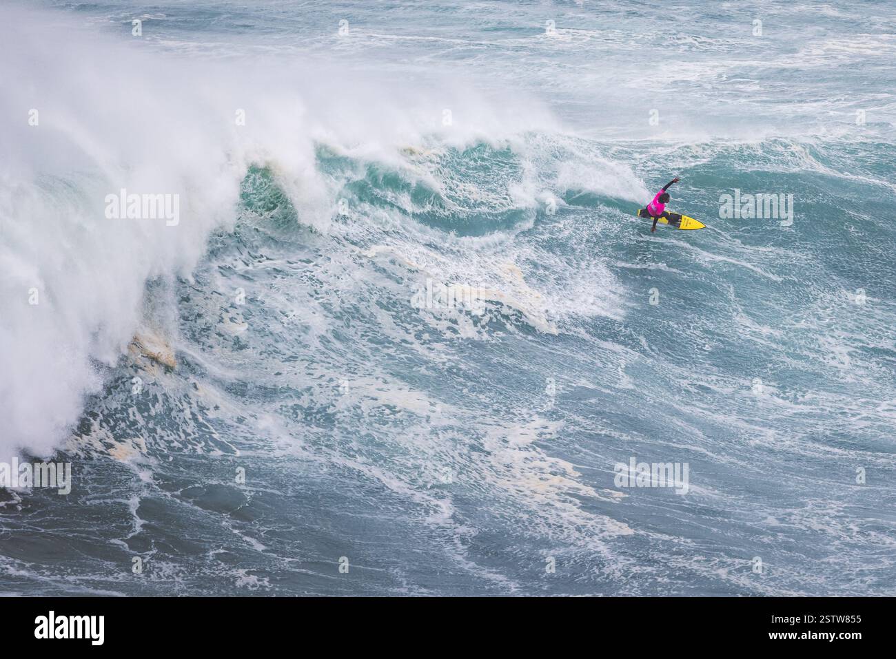 Nazare, Portugal. 18th Feb, 2025. Portuguese surfer Nic Von Rupp rides ...
