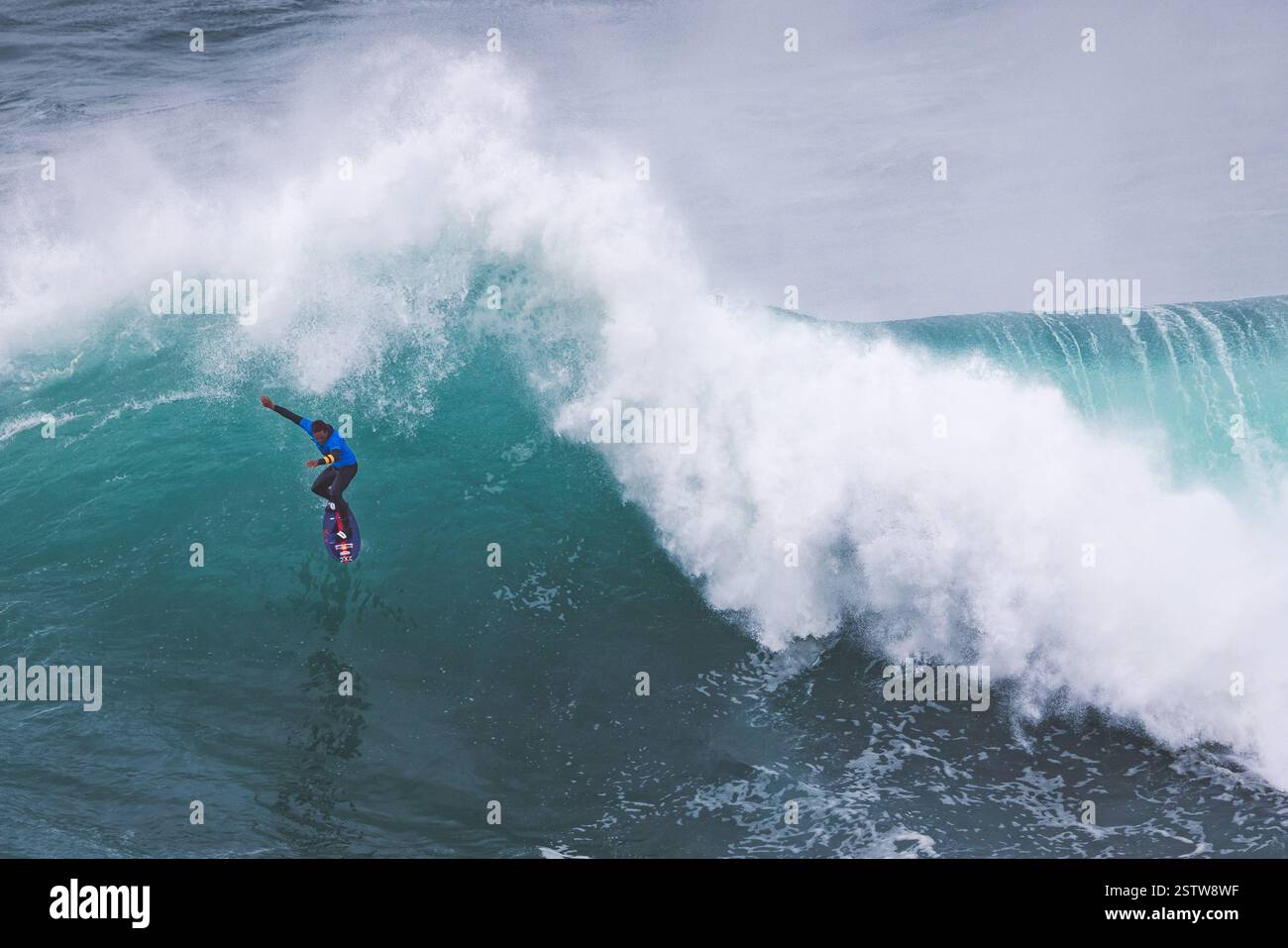 Nazare, Portugal. 18th Feb, 2025. Hawaiian surfer Kai Lenny rides a ...