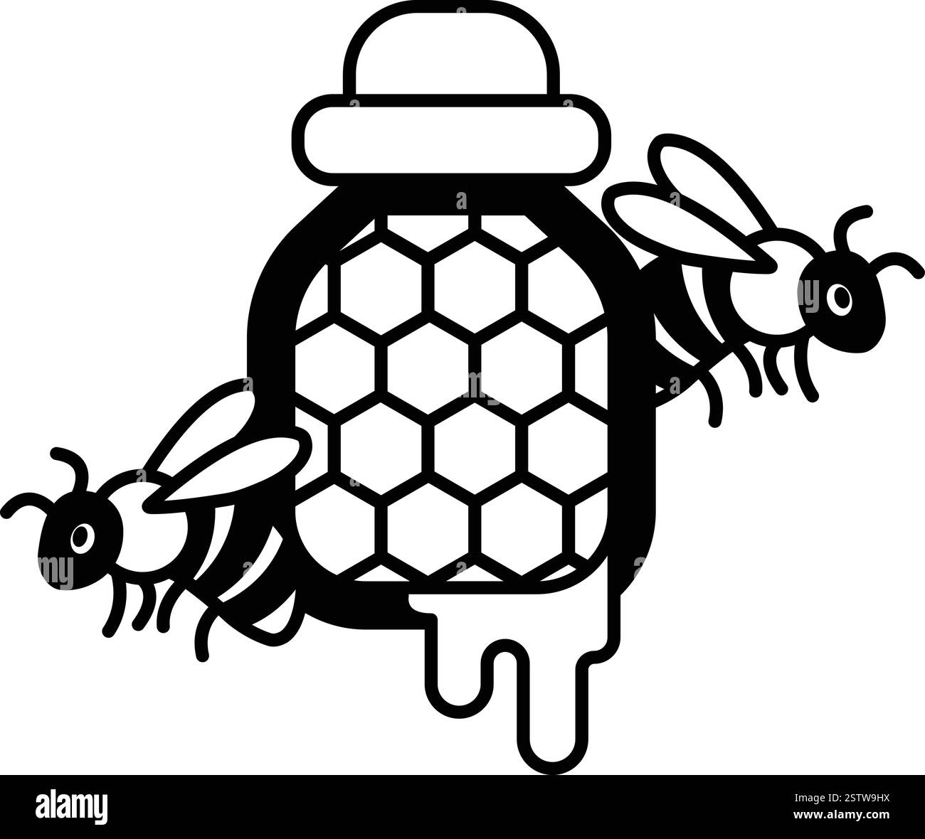 A cartoon of two bees and a jar of honey Stock Vector Image & Art - Alamy