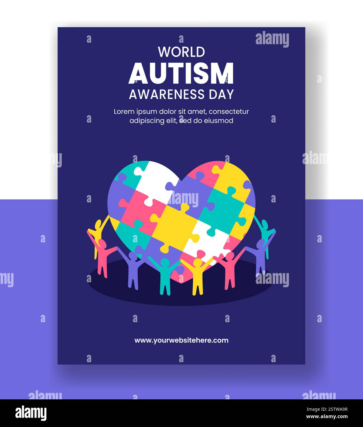 World Autism Awareness Day Vertical Poster Design with Hand-Drawn ...