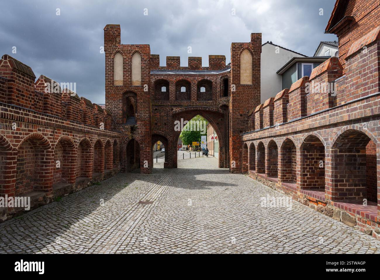JUETERBOG, GERMANY - MAY 23, 2021: Dammtor city gate. Remains of the ...