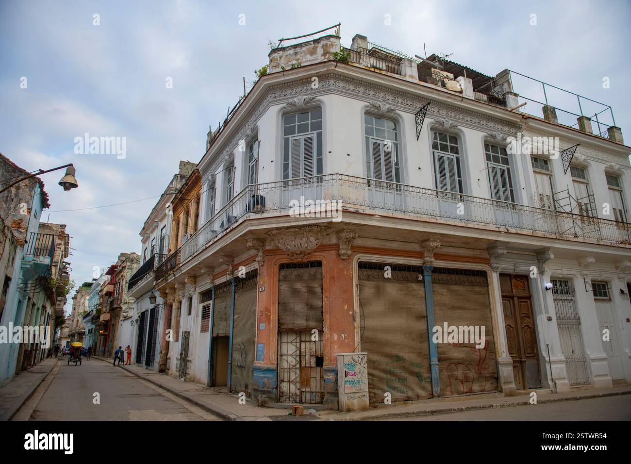 Historic buildings on Calle Cuba Street at Calle Acosta Street in Old ...