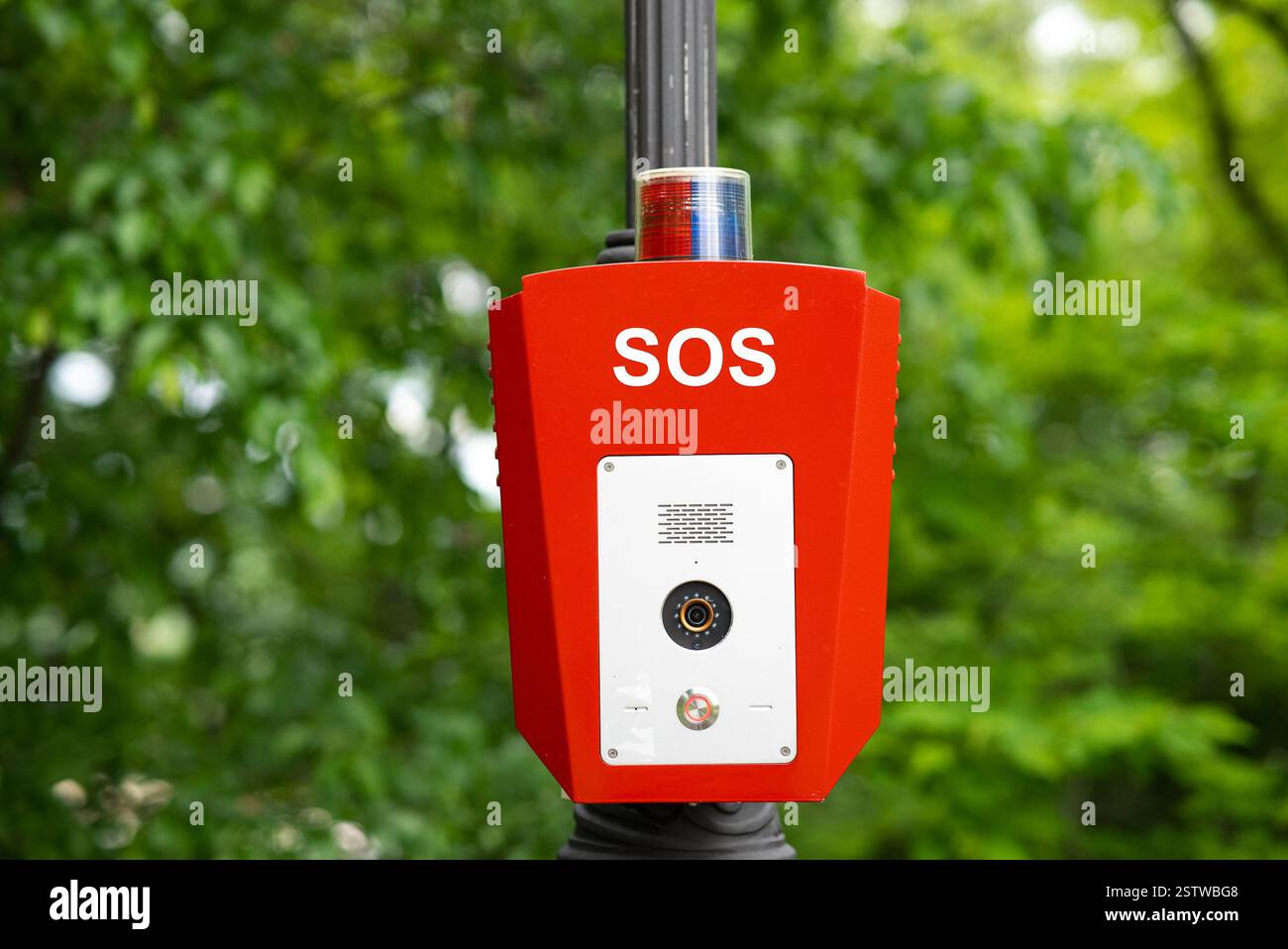 SOS, police, emergency button in the public park Stock Photo - Alamy