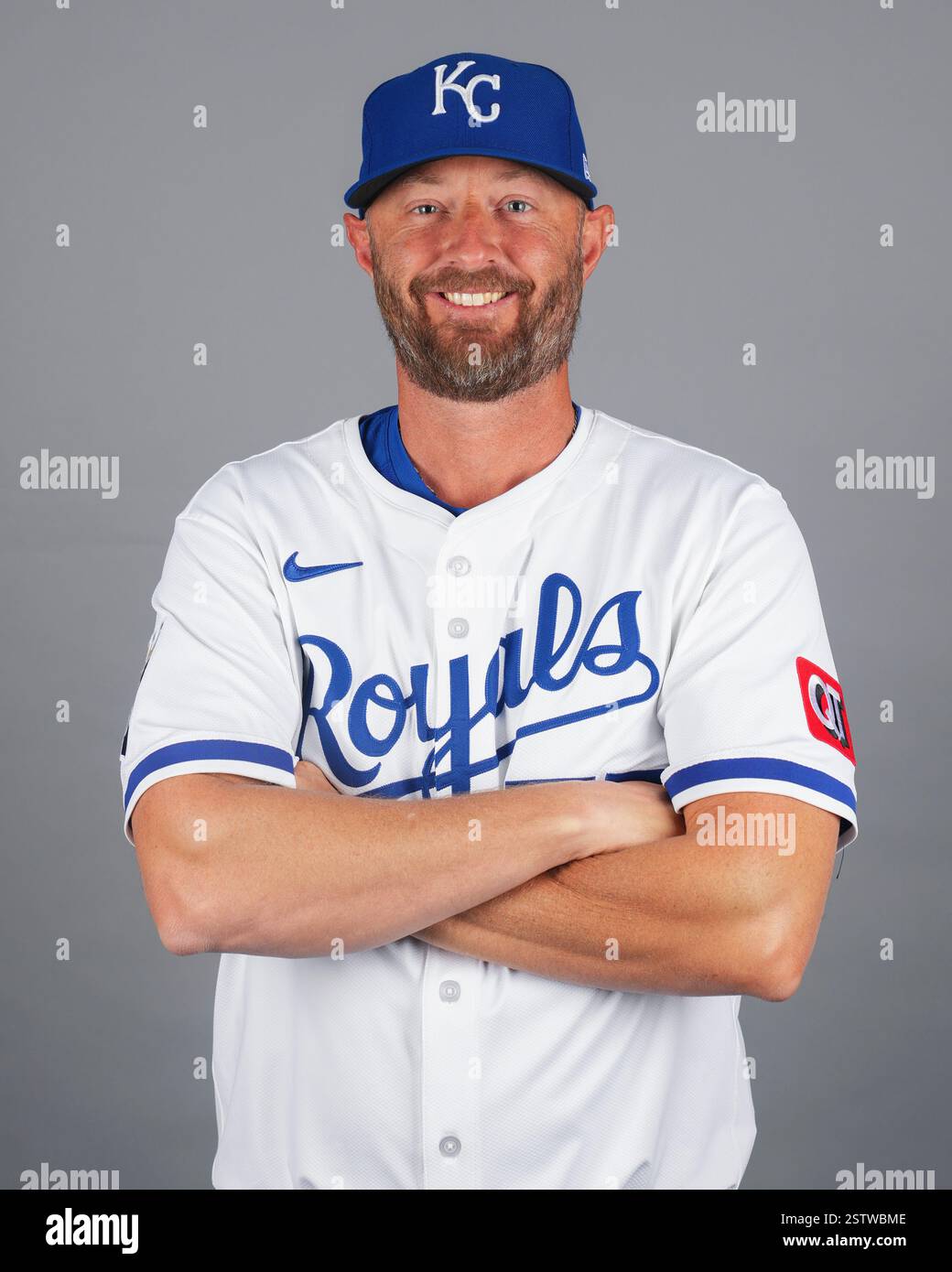 This is a 2025 photo of bullpen coach Mitch Stetter of the Kansas City ...
