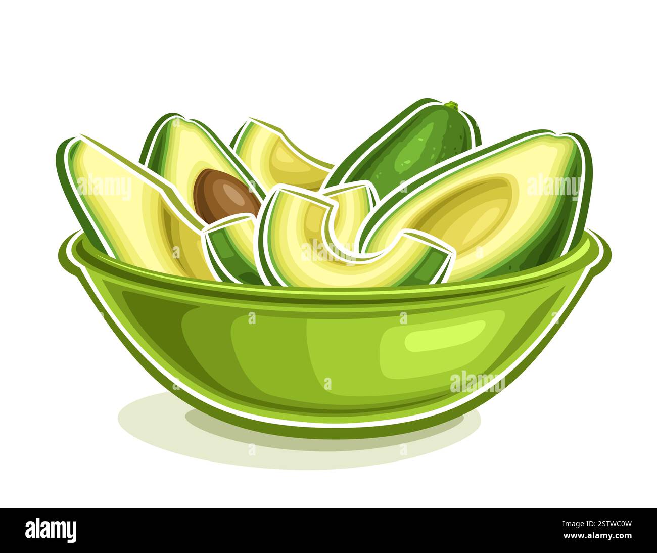 Vector Avocado Bowl, horizontal decorative poster with cartoon design ...