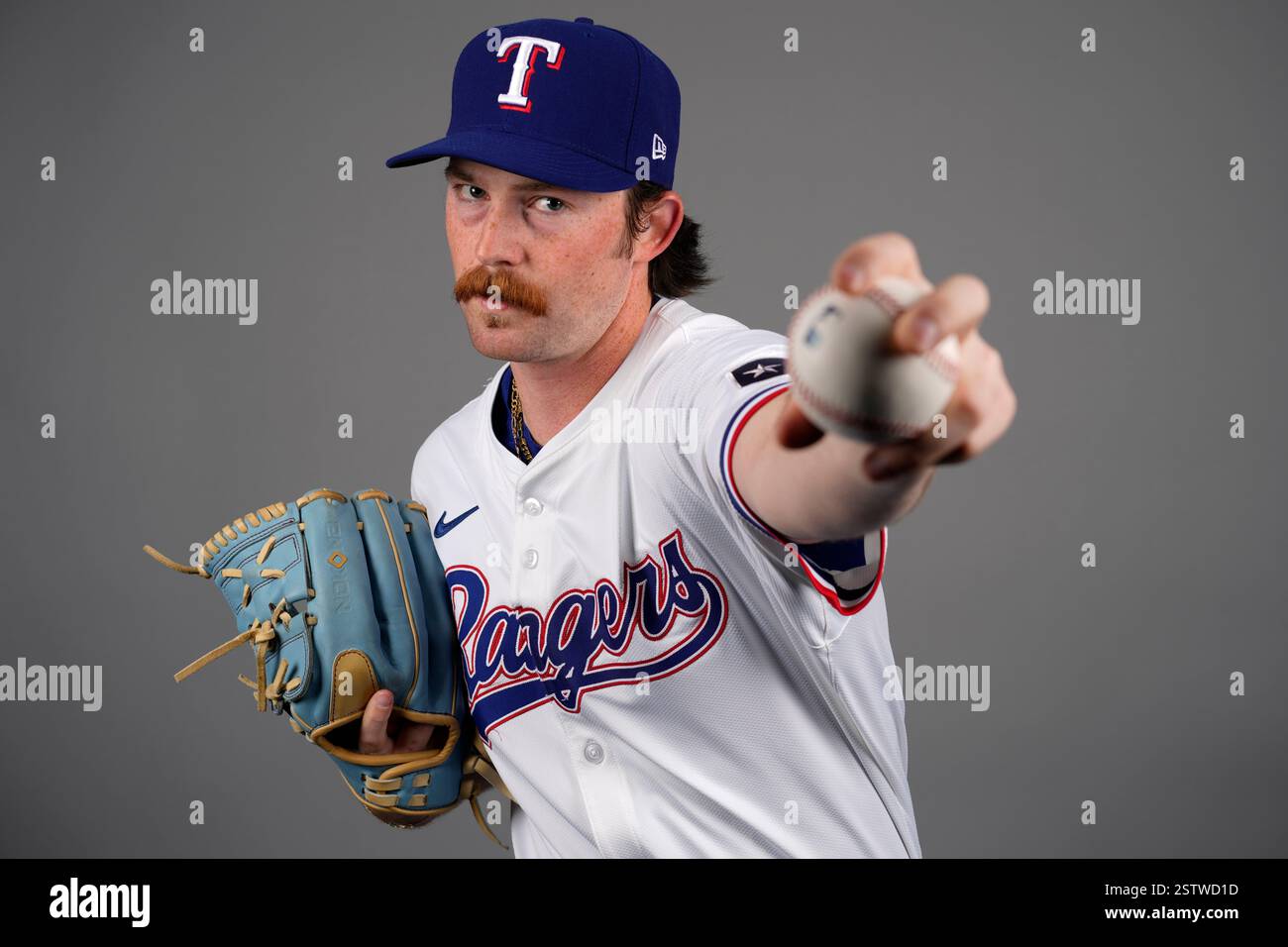 This is a 2025 photo of pitcher Robby Ahlstrom of the Texas Rangers ...