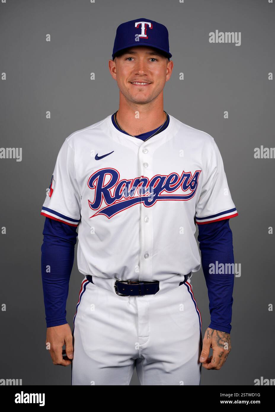 This is a 2025 photo of catcher Cooper Johnson of the Texas Rangers ...