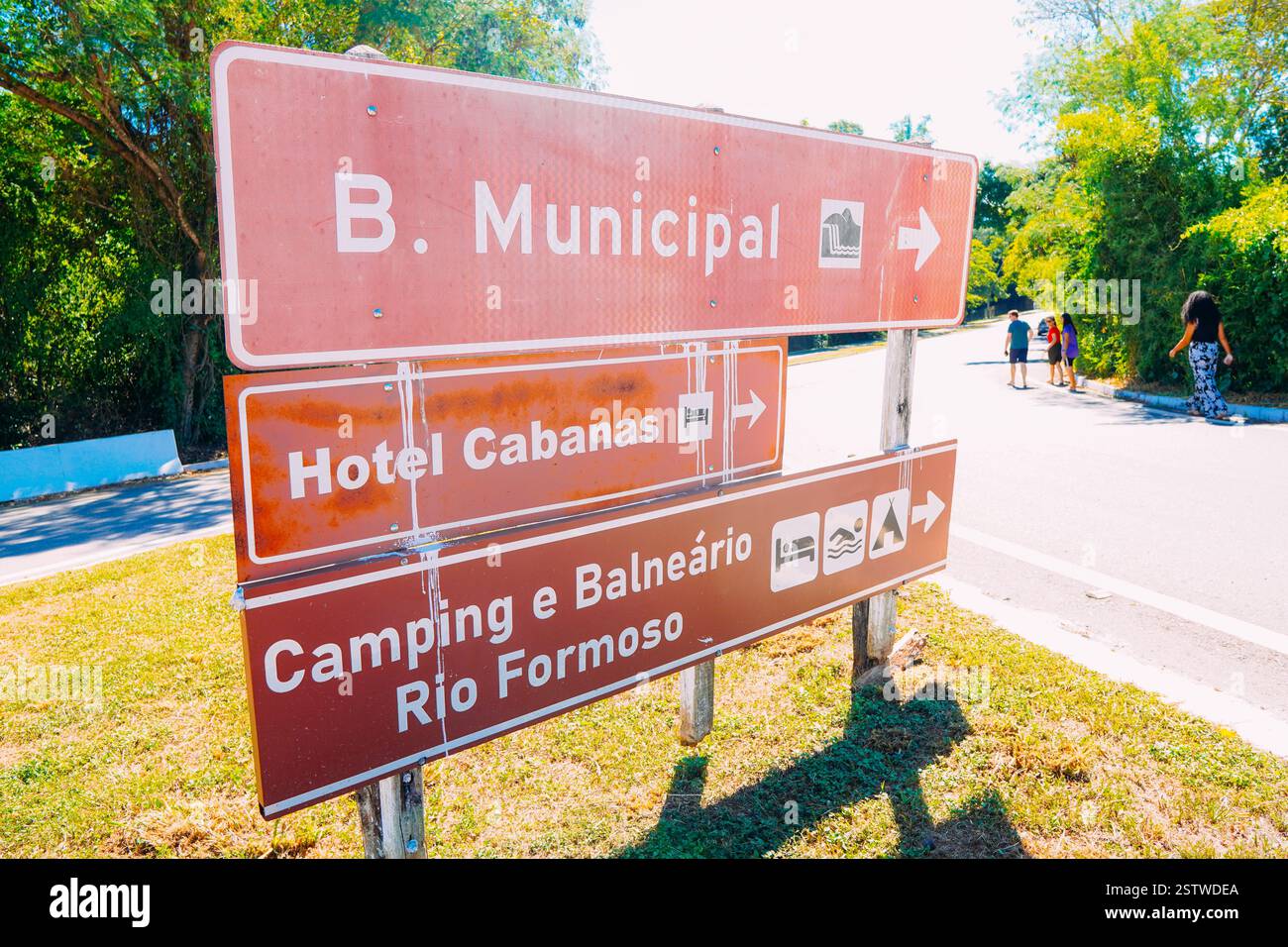 March 21, 2024, Brazil. Indicative sign showing the direction of BalneÃ ...