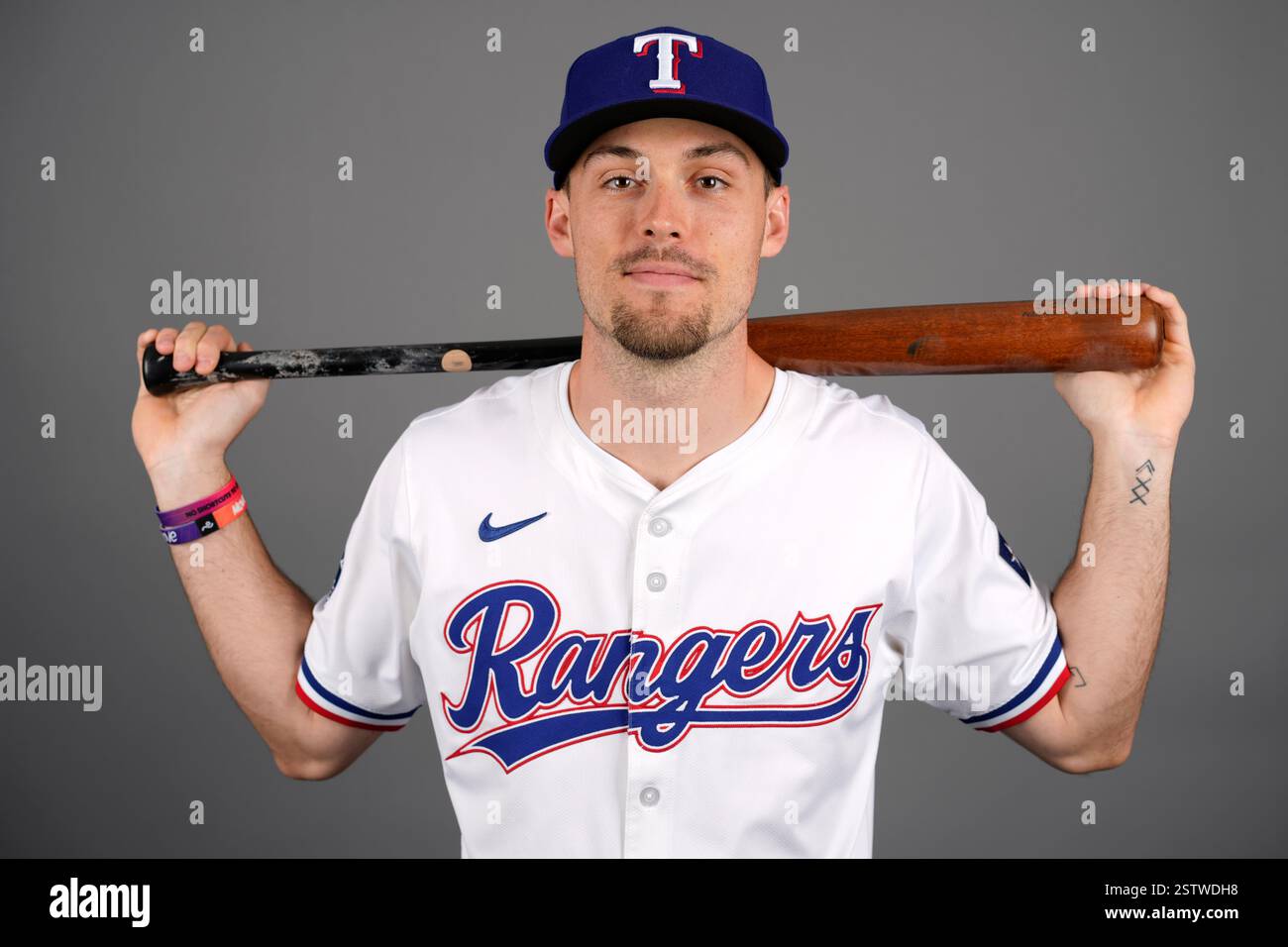 This is a 2025 photo of Evan Carter of the Texas Rangers baseball team ...