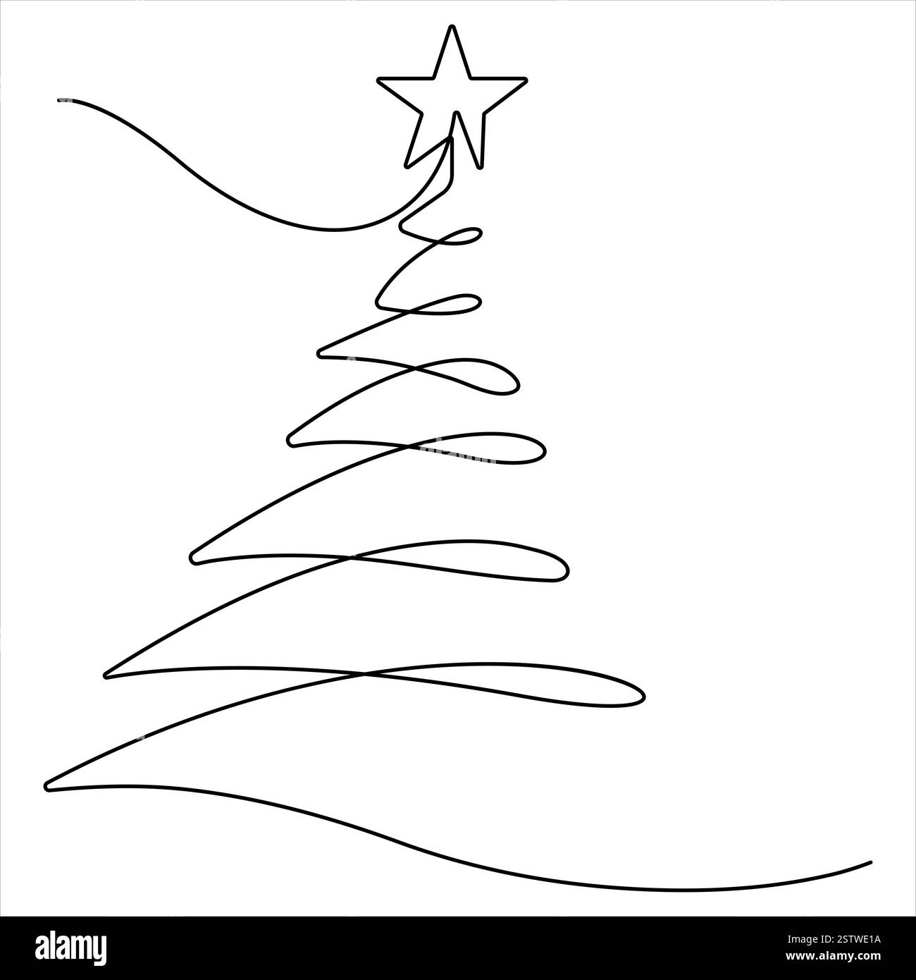 Continuous single line art drawing of Christmas tree outline design ...