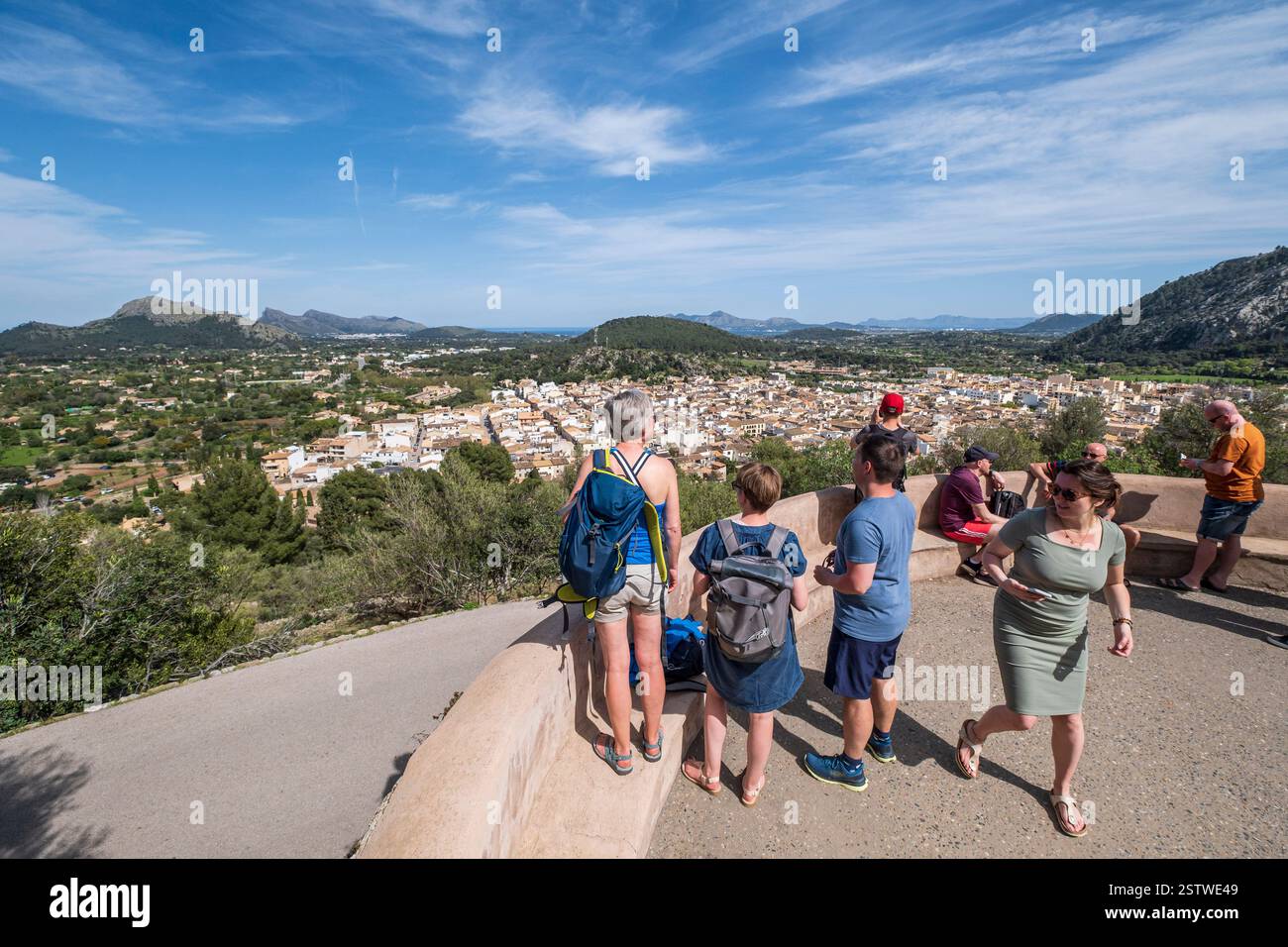 Turist on viewpoint of Es Calvari Stock Photo - Alamy