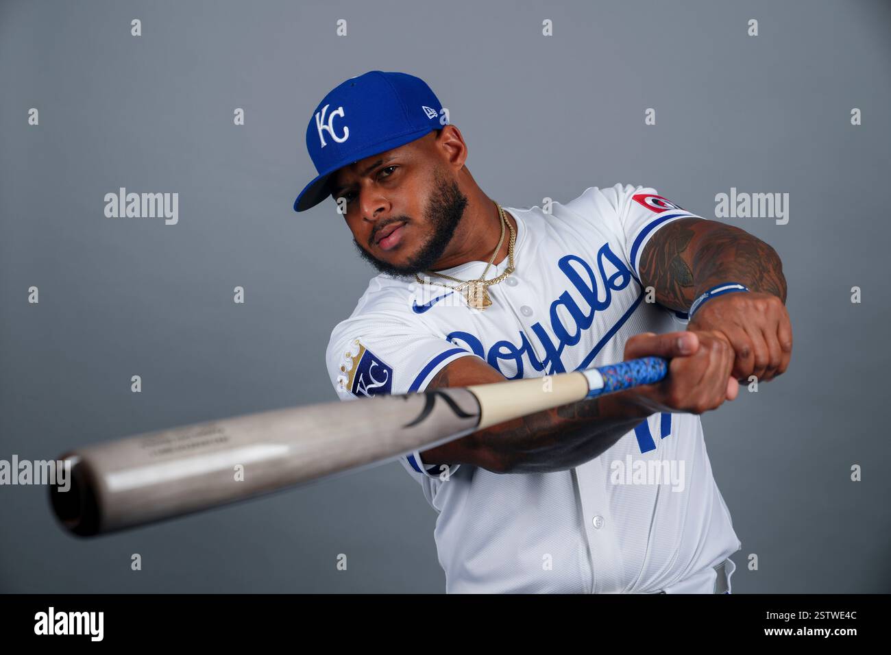 This is a 2025 photo of outfielder Nelson Velazquez of the Kansas City ...